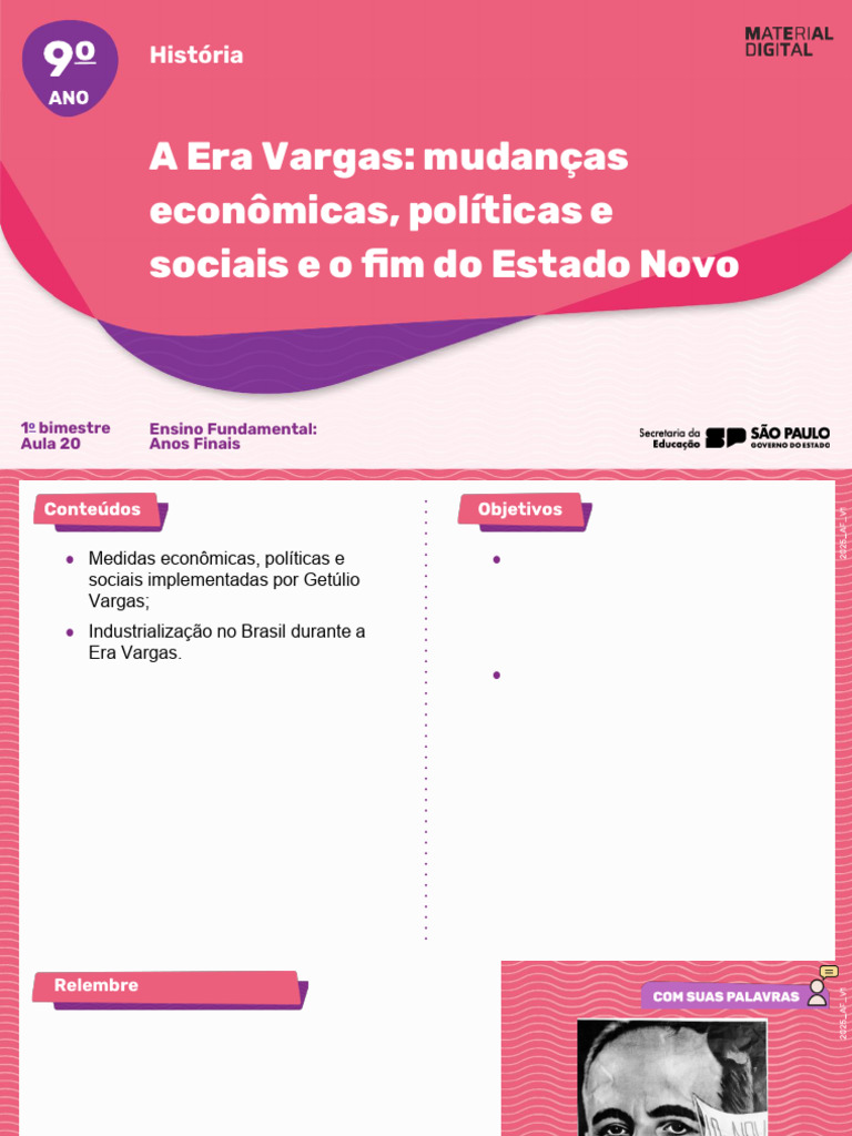 9 Ano Hist 1 Bim Aula 20 | PDF | Estado | A Grande Depressão