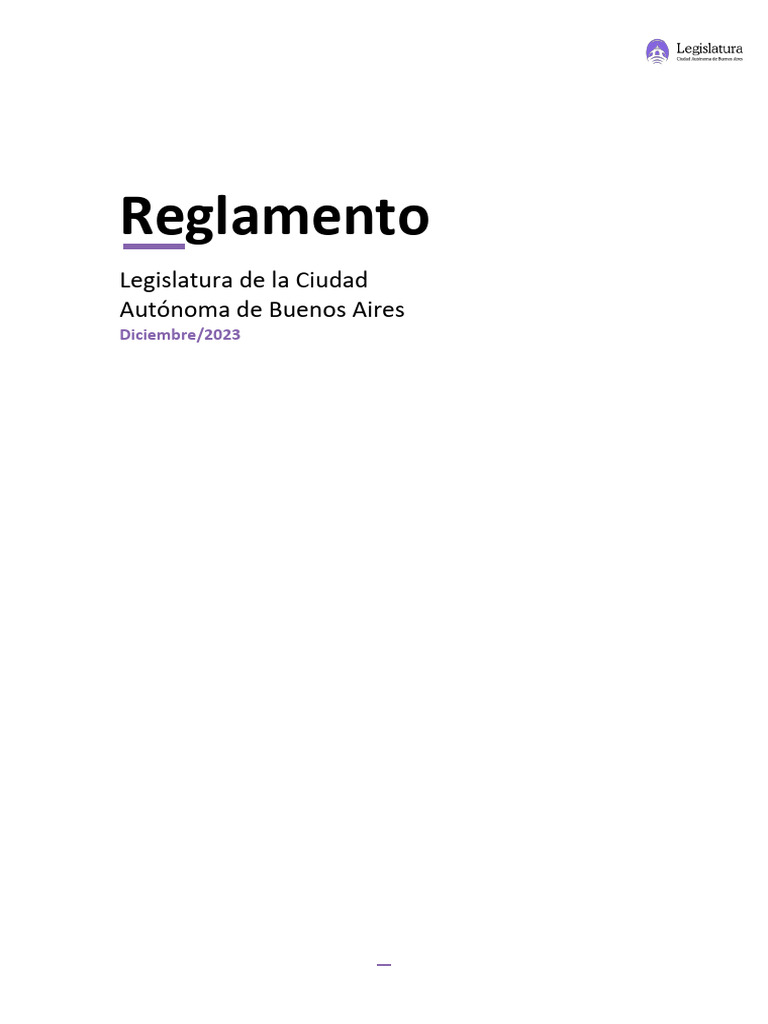 Reglamento 2023 Legislatura CABA | PDF | Legislador | Quórum