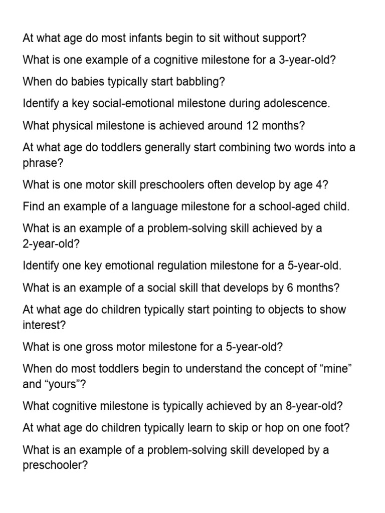 Key Child Development Milestones by Age | PDF