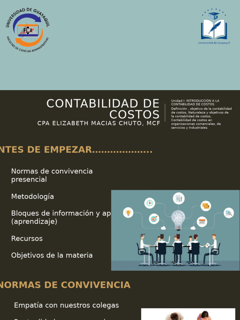 Unidad 1.01 Contabilidad de Costos, Conceptos, Objetivos, Empresas Diferencias. | PDF ...