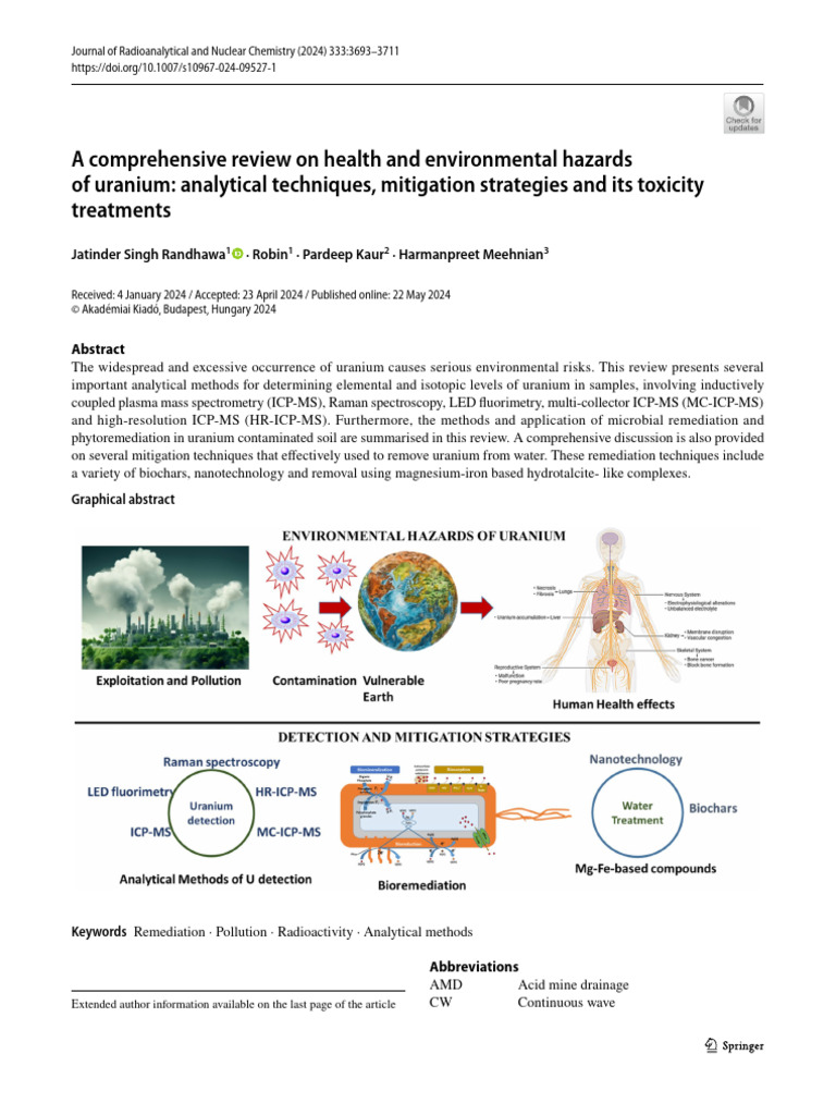 A Comprehensive Review On Health and Environmental Hazards of Uranium ...