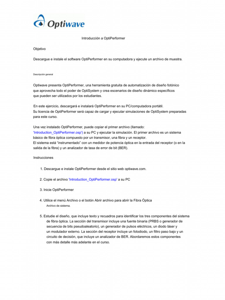 Introduction OptiPerformer | PDF | Electrónica | Ingeniería Informática