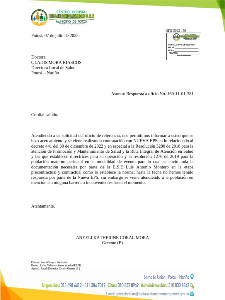 Respuesta A Oficio No. 160-11!01!381 DLS | PDF