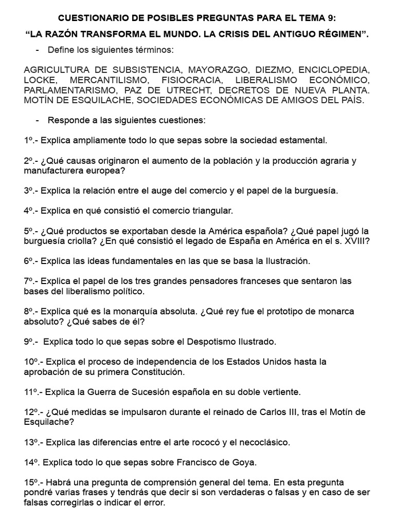 Posibles Preguntas para El Examen Del Tema 9 | PDF