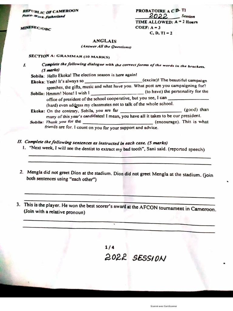 Anglais Probatoire 2022 Acd | PDF