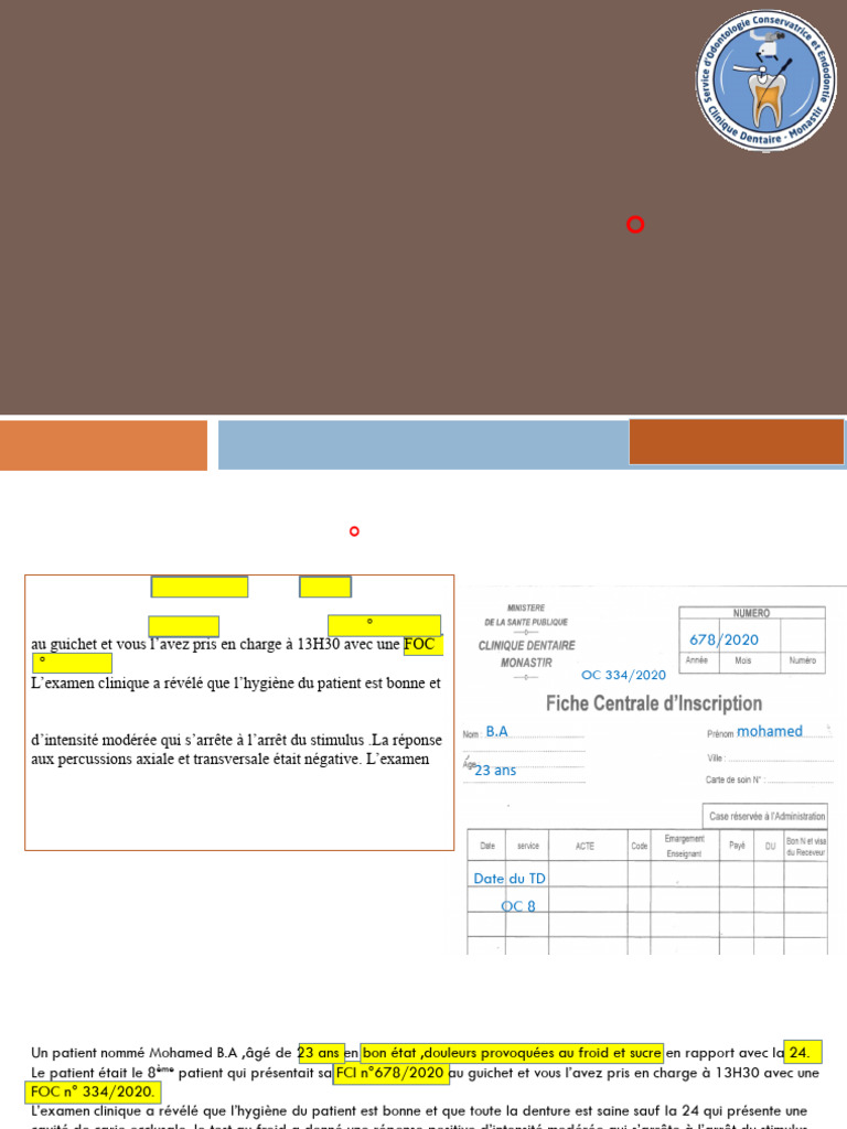 Prise en charge d'une carie occlusale 24 | PDF | Bouche | Anatomie dentaire