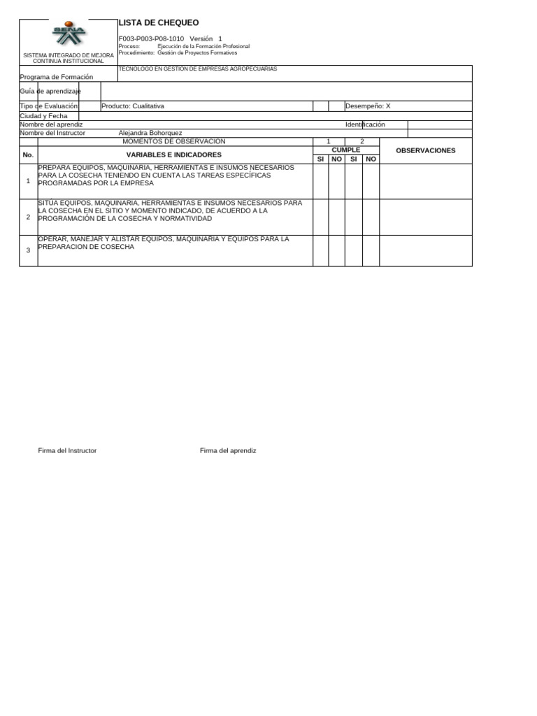 Checklist para Formación en Agroempresas | PDF