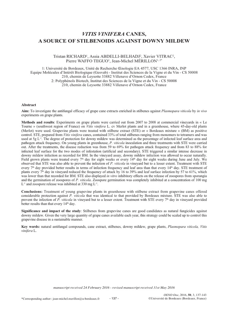 Etude - Grapevine Cane - 2016 - Vitis Vinifera Canes, A Source of ...