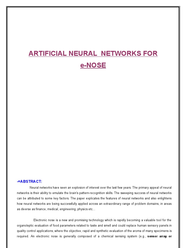 ANN For E-Nose | PDF | Artificial Neural Network | Odor