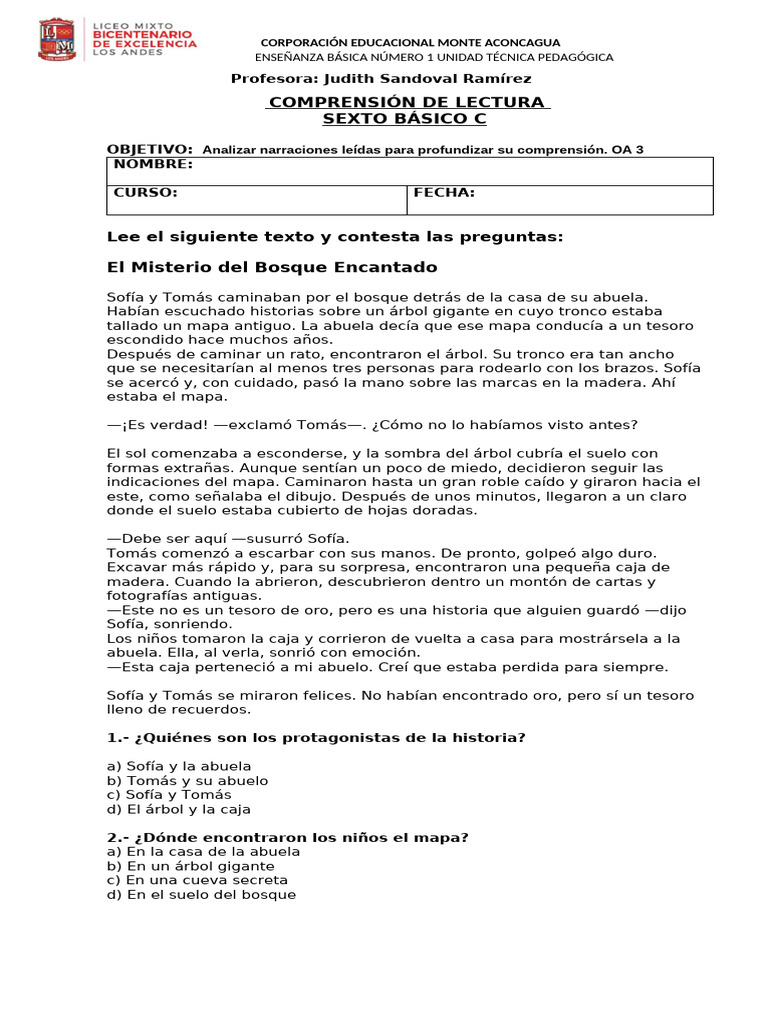 Comprensión Diagnóstica 6C | PDF