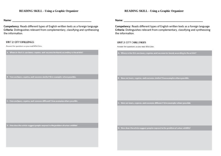 Graphic Organizer for Reading Skills | PDF