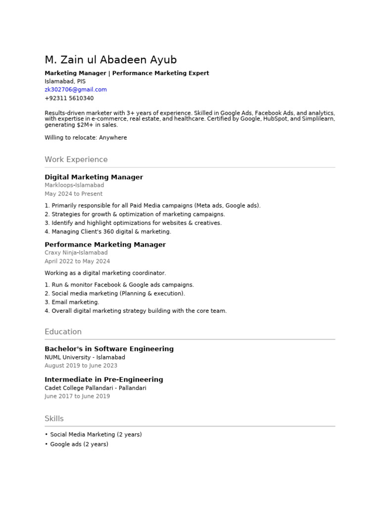 M Zain Ul Abadeen Ayub | PDF