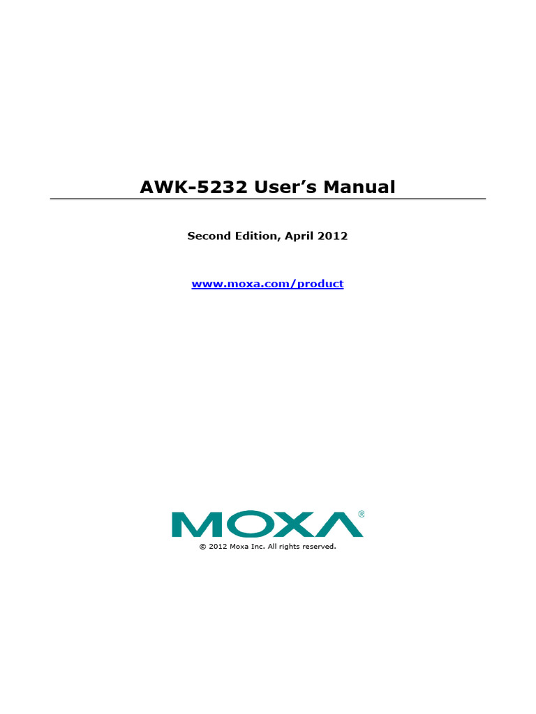 Moxa AWK-5232 User Manual | PDF | Ip Address | Ieee 802.11