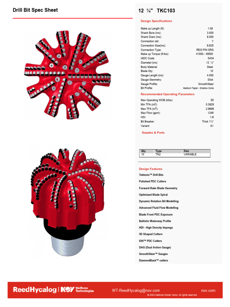 Hoja Técnica Trépano PDC 12 1/4" | PDF | Mechanical Engineering