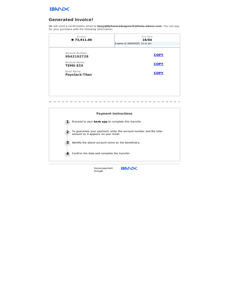 Temu E3X Payment Instructions | PDF