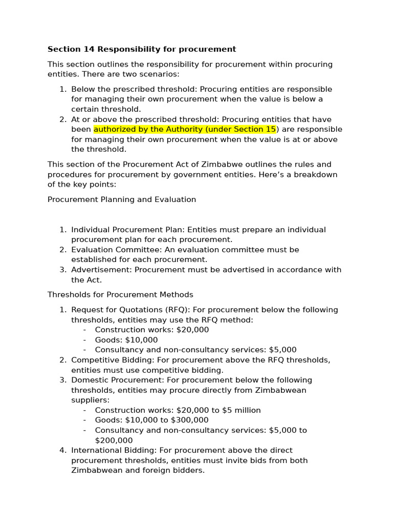 2. Responsibility for Procurement and Procuring Entities | PDF ...