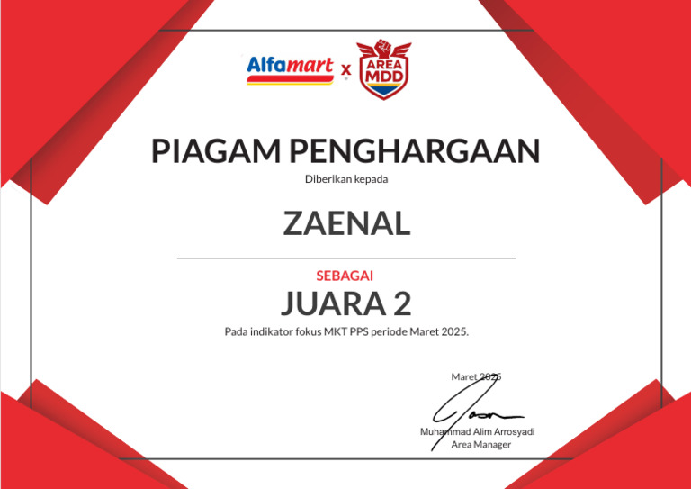 Contoh Sertifikat Juara Umum | PDF