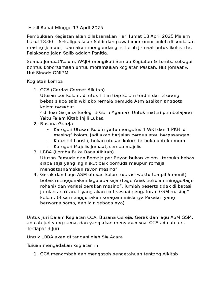 SIE ACARA & IBADAH 2025 | PDF