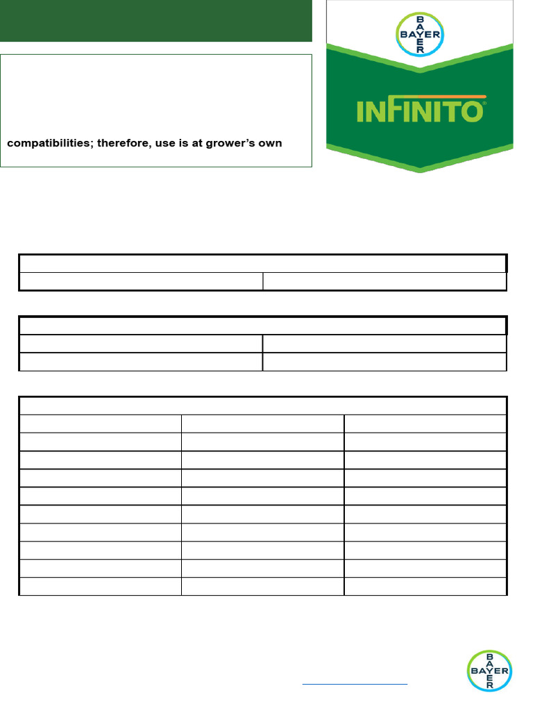 Infinito Tank-Mix 2020v2 1 | PDF | Bayer | Pesticide