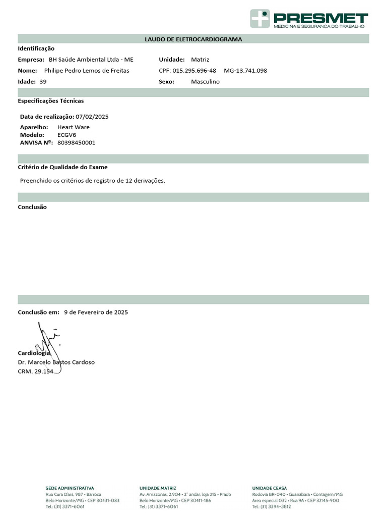 8 202527Eletrocardiograma - ECG Laudo | PDF