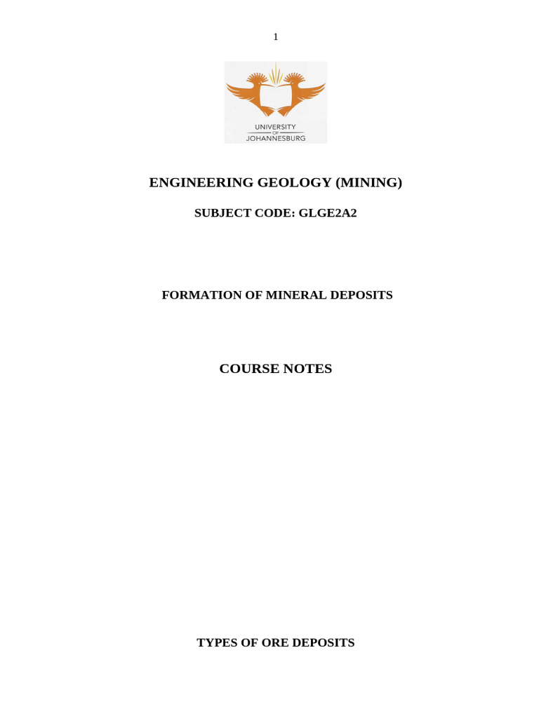 Types of Ore Deposits in Mining | PDF | Ore | Rock (Geology)