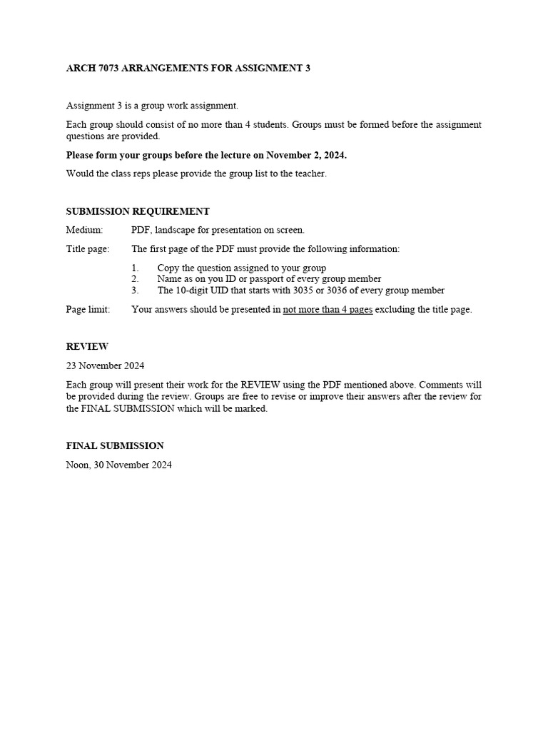 ARCH7073 Assignment 3 - Arrangements | PDF