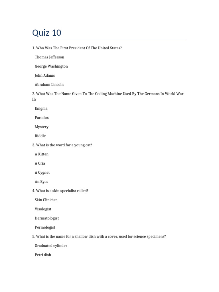 Quiz 10 | PDF