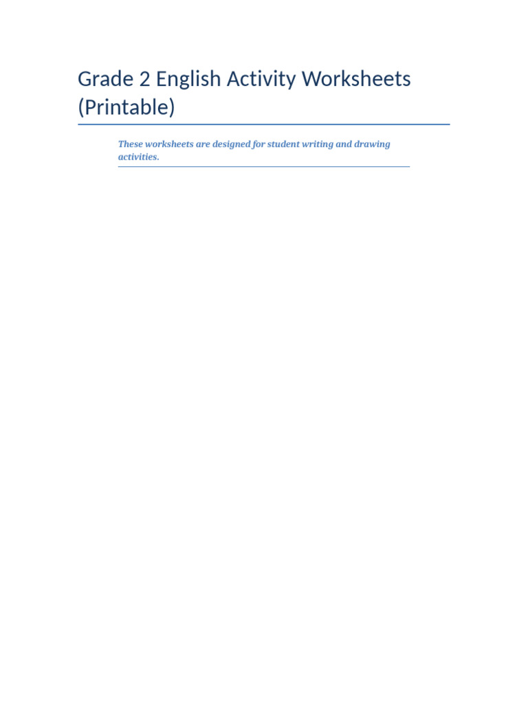 Grade2 English Activity Worksheets Printable | PDF | Plural | English ...