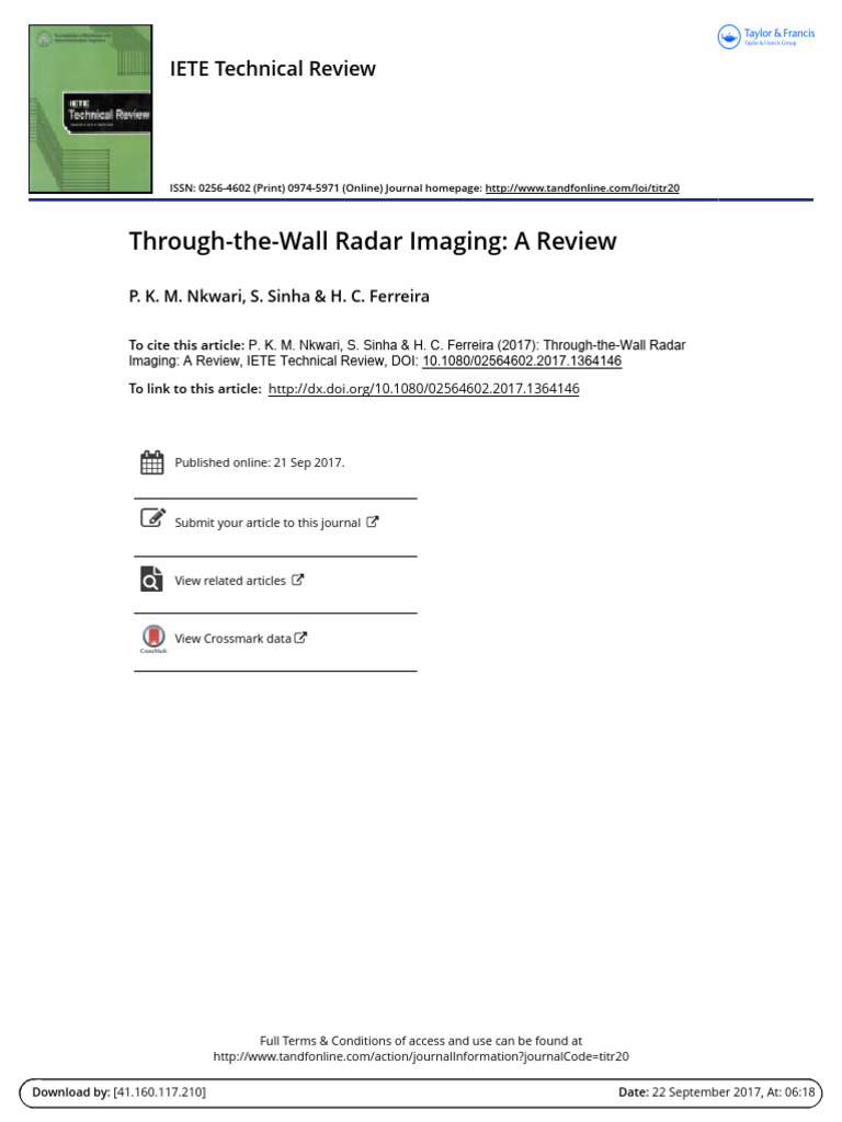Through The Wall Radar Imaging Are View | PDF | Radar | Scattering