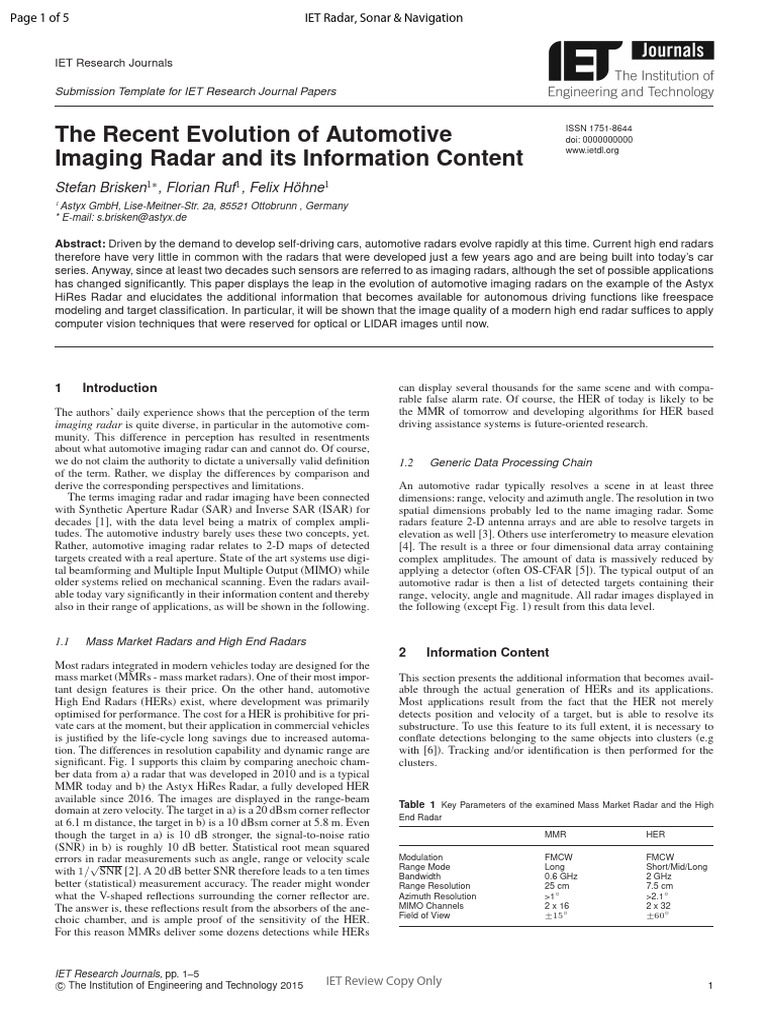 Evolution of Automotive Imaging Radar | PDF | Radar | Wireless