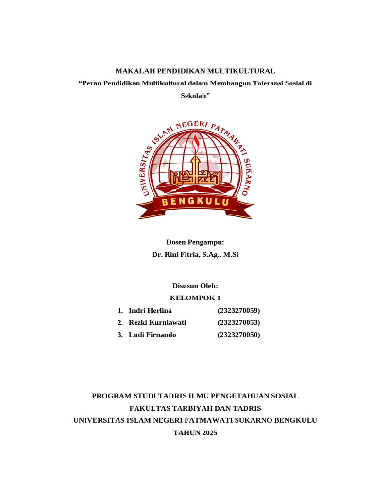 REZKI Makalah Kelompok 1 (Peran Pendidikan Multikultural Dalam Membangun Toleransi Sosial Di ...