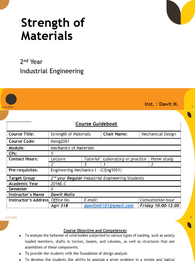 Strength of Materials Chapter 1 StressStrain | PDF | Deformation (Engineering) | Stress (Mechanics)