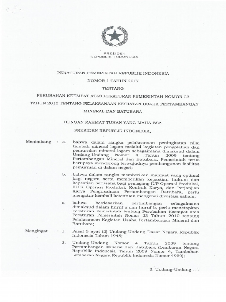PP No. 1 Tahun 2017 | PDF