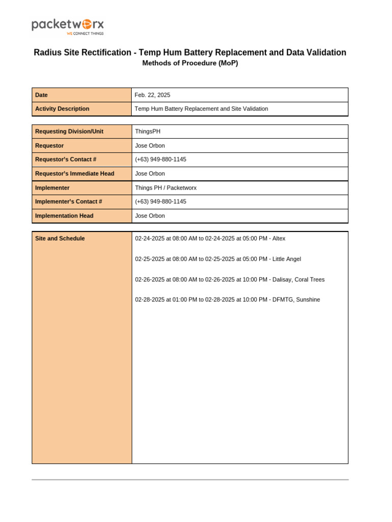 Radius Site Visit - Temp Hum Battery Replacement and Data Validation ...