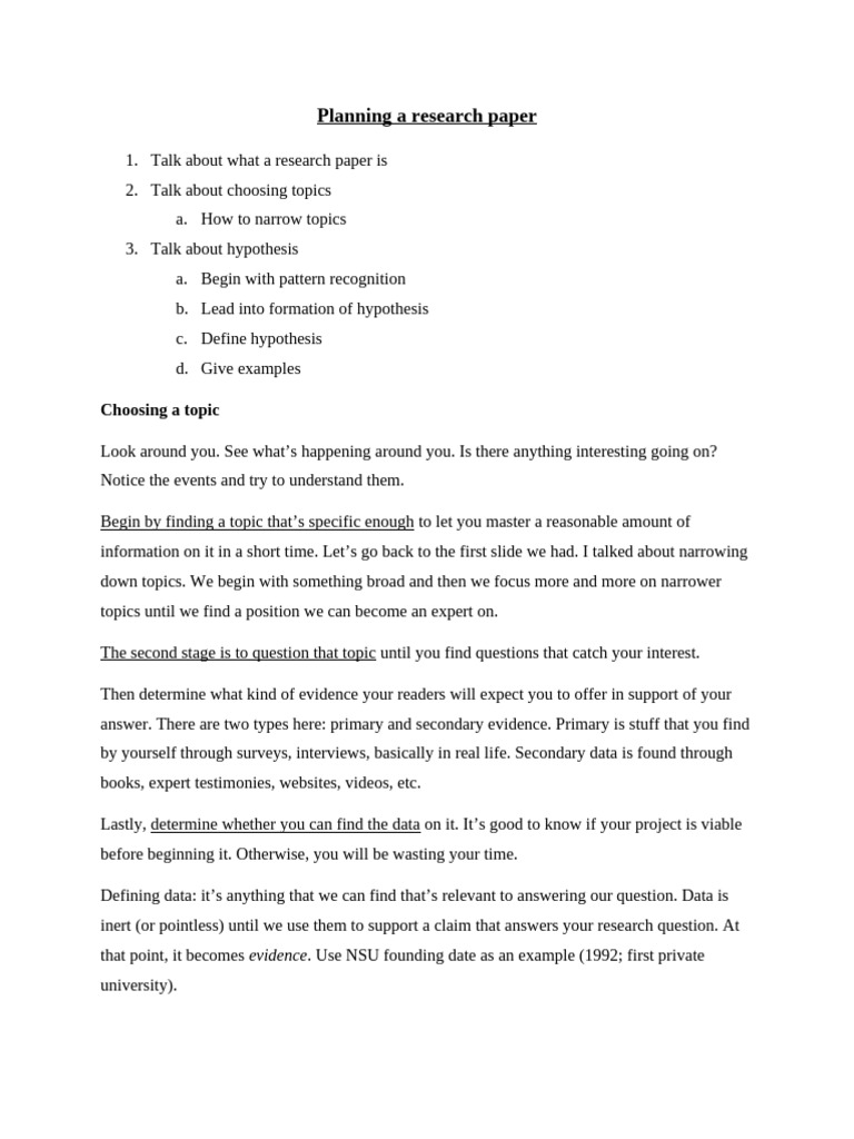 Research Paper Planning Guide | PDF | Hypothesis | Experiment