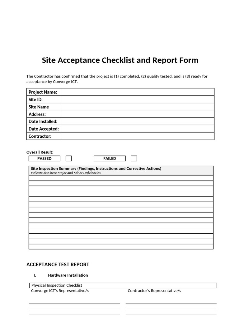 RMS Acceptance Checklist and Report Form 2023.10.10 | PDF | Electrical ...