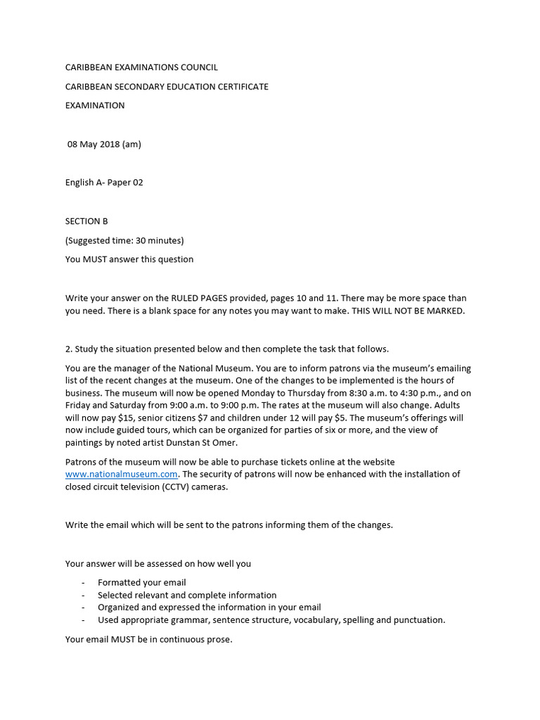 CSEC English A Exam Paper 2018 | PDF | English Language | Human ...