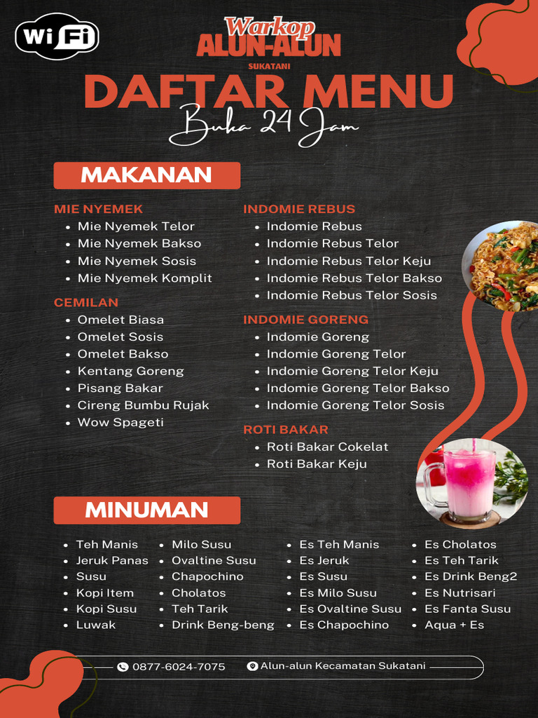 Daftar Menu Warkop Alun-alun Sukatani | PDF