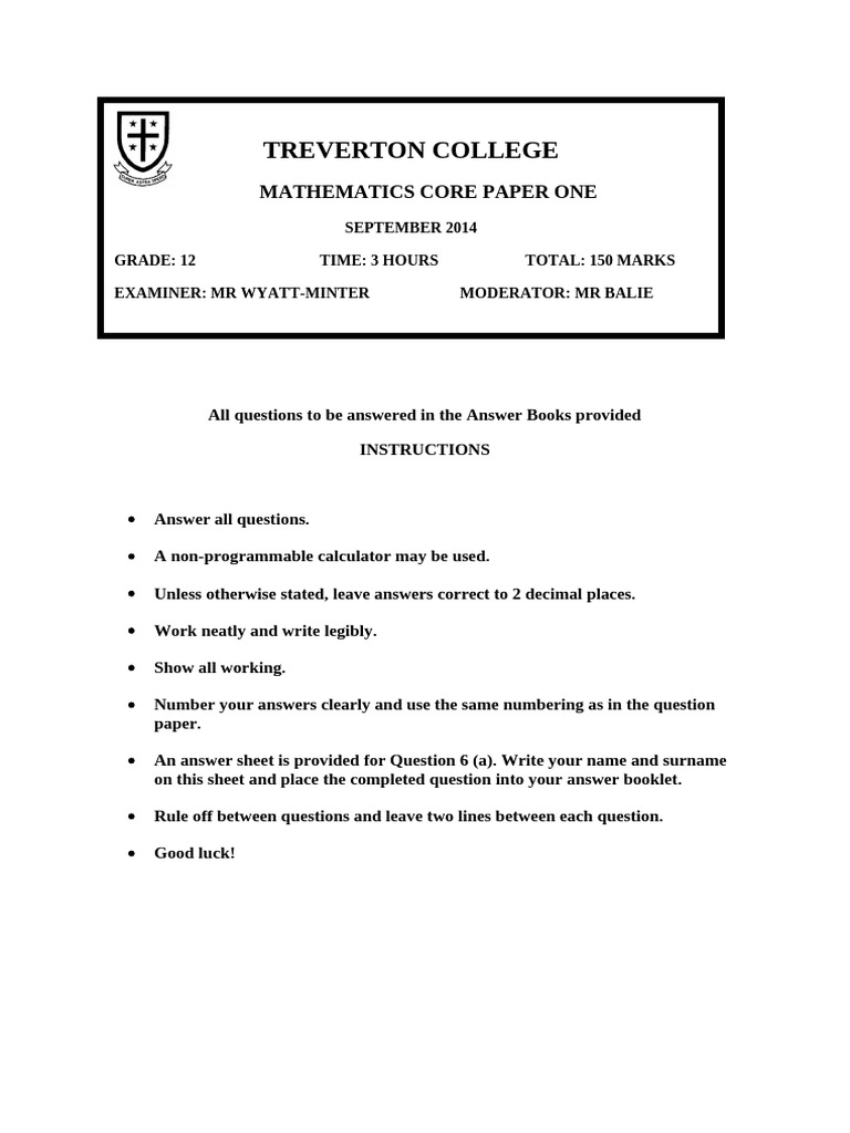 Grade 12 Paper 1 Trials 2014 | PDF | Sea Level | Derivative