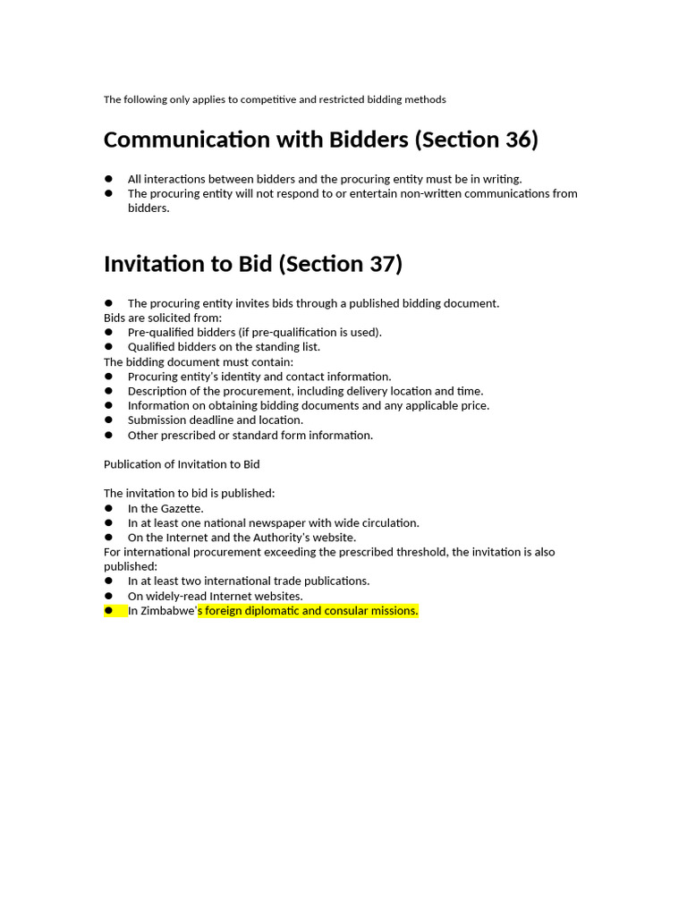 6.procedures For Competitive and Restricted Bidding Methods | PDF ...
