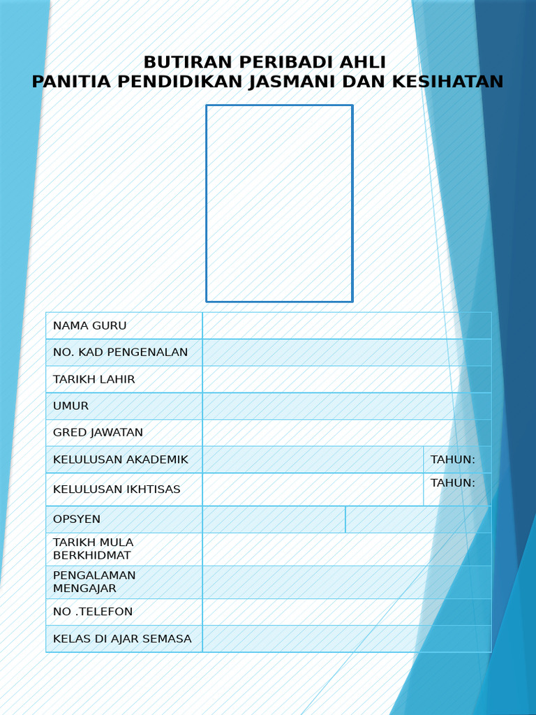 Butiran Peribadi Ahli Panitia PJK | PDF