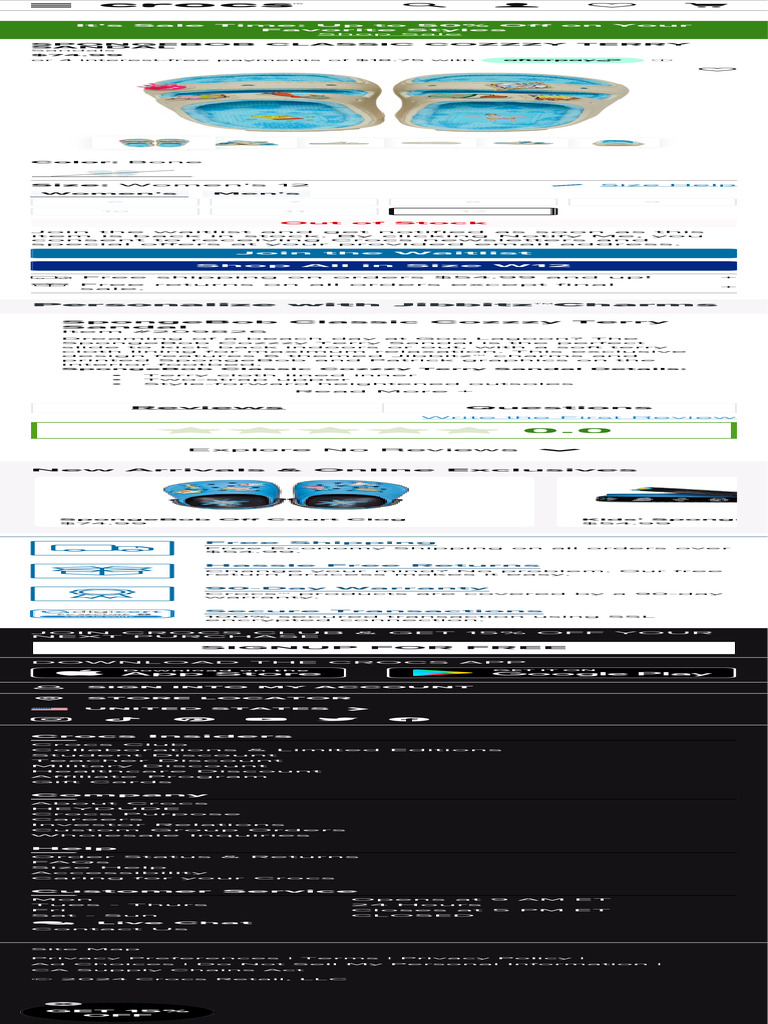 SpongeBob Classic Cozzzy Terry Sandal - Crocs | PDF