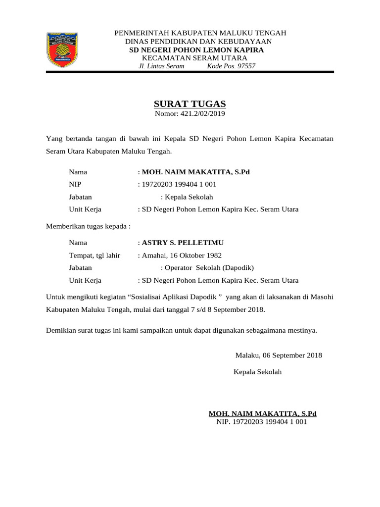 SURAT TUGAS OPERATOR | PDF