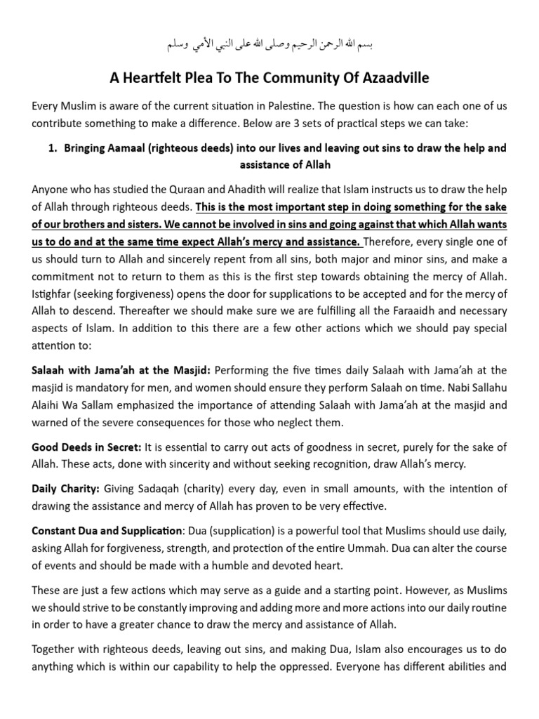 A Heartfelt Plea To The Residents of Azaadville-2 | PDF | Sin ...