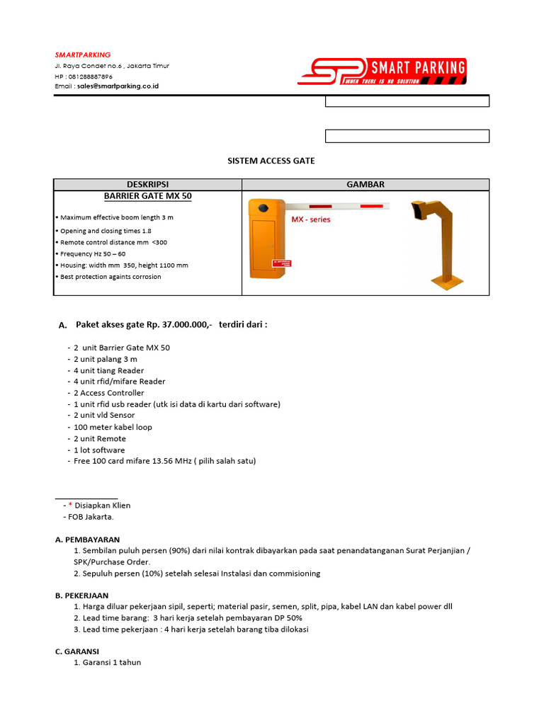 Revisi 1 Penawaran Access Gate Bapak Adim | PDF
