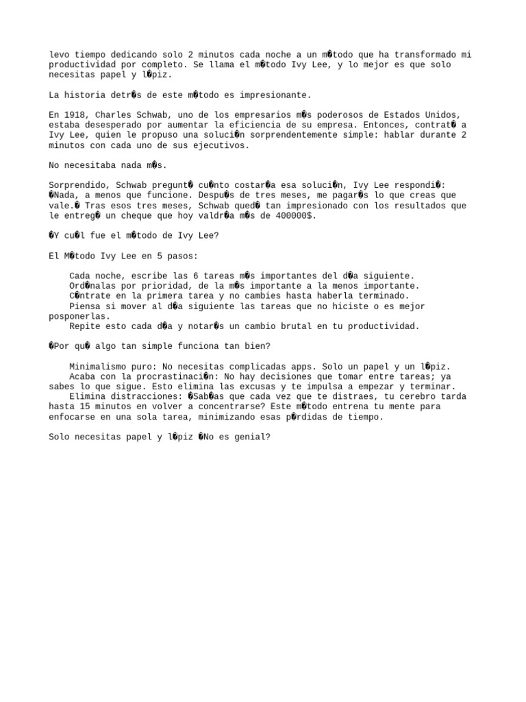 Método Ivy Lee para aumentar productividad | PDF