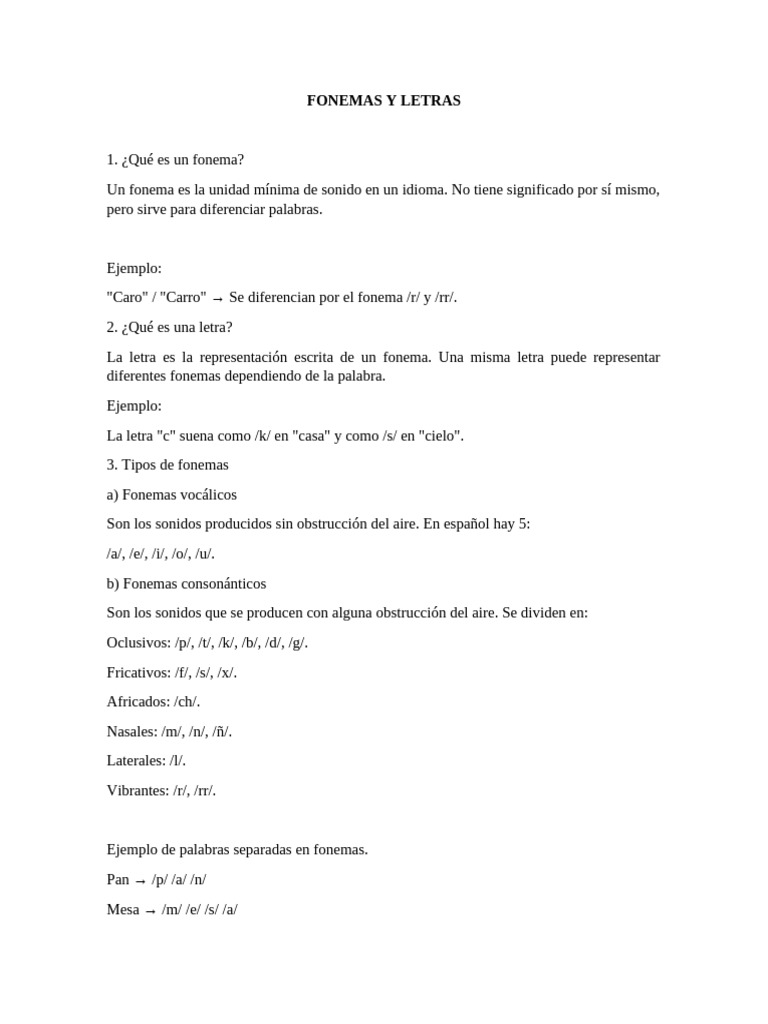 Fonemas y letras: diferencias clave | PDF