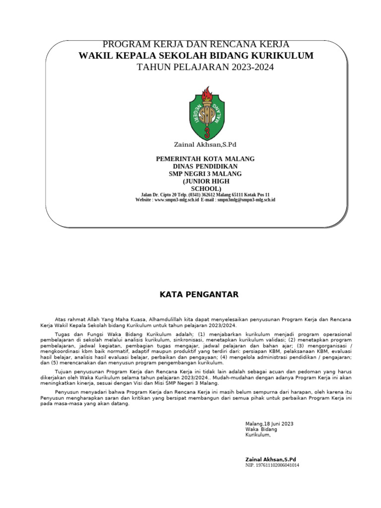 PROGRAM_KERJA_KURIKULUM_2023_2024 | PDF