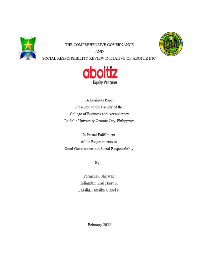 Aboitiz Equity Venture - Cgsrri | PDF | Corporate Social Responsibility | Governance