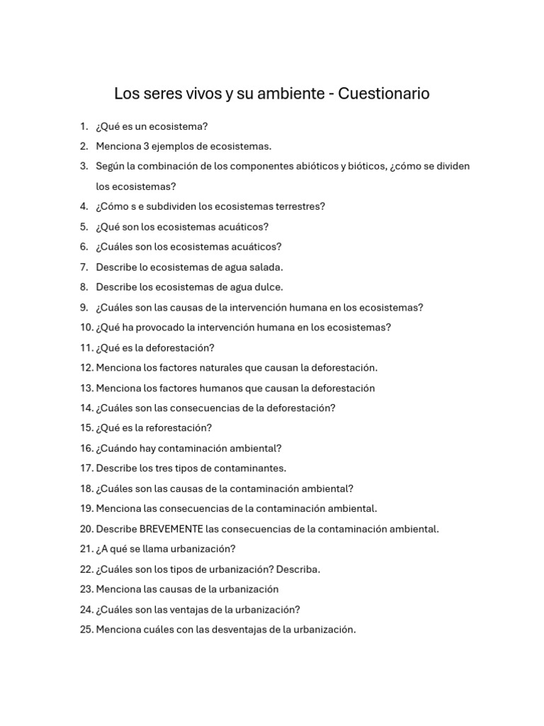 Los Seres Vivos y Su Ambiente | PDF